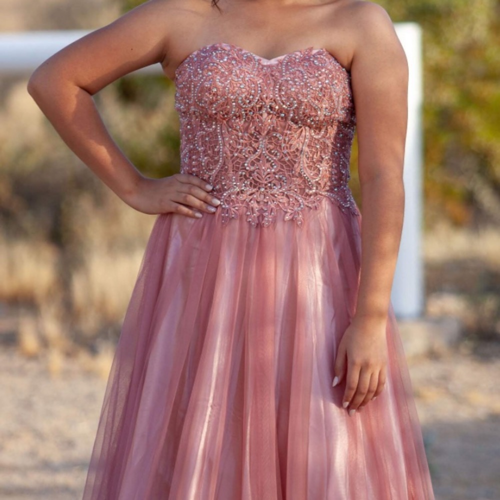 Rose Gold/Pink Prom Dress - Gem